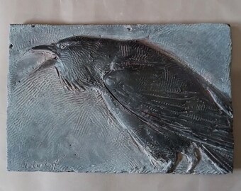 Bas Relief Crow Tile - Etsy