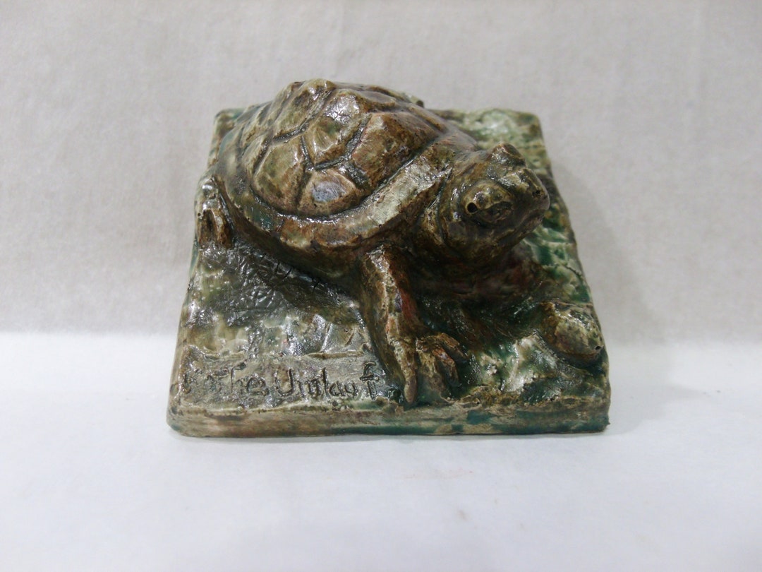 Baby Box Turtle High Bas Relief Sculpture 3 " X 3 " X 1" Hydrostone ...