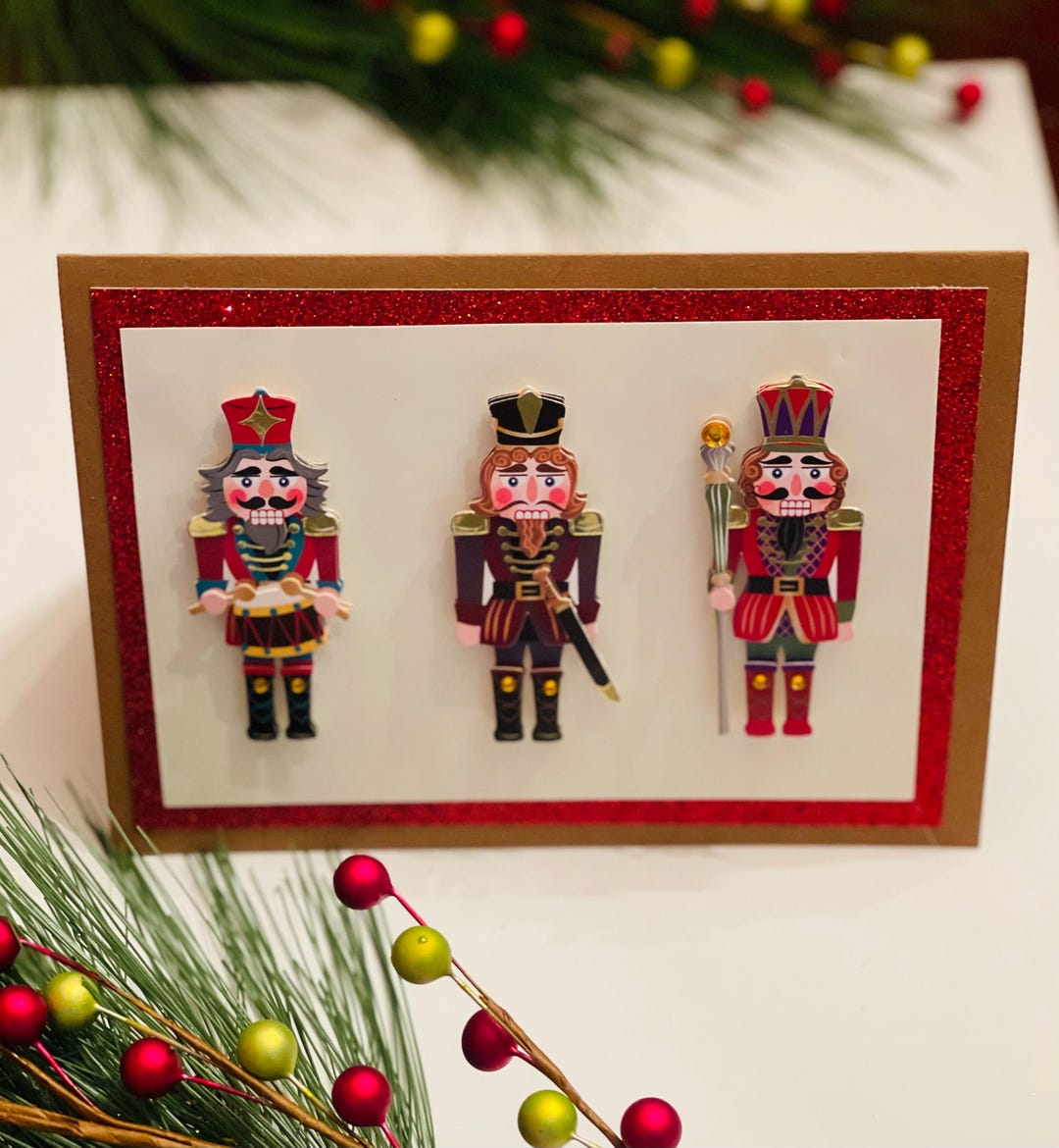 Handmade Nutcracker Christmas Cards Blank Inside, Set of 6, 5x7 Holiday ...