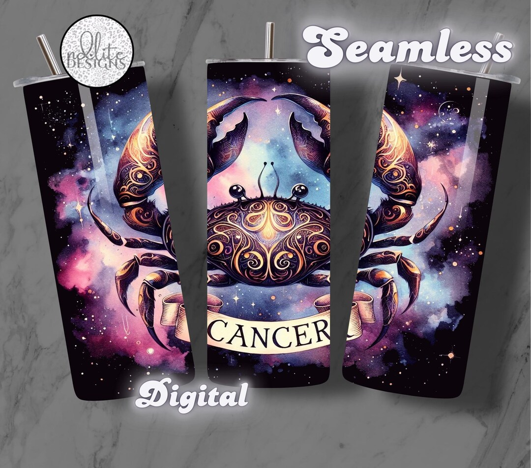 Cancer Astrology Zodiac Sign the Crab Themed 20 Oz Skinny Tumbler Wrap ...