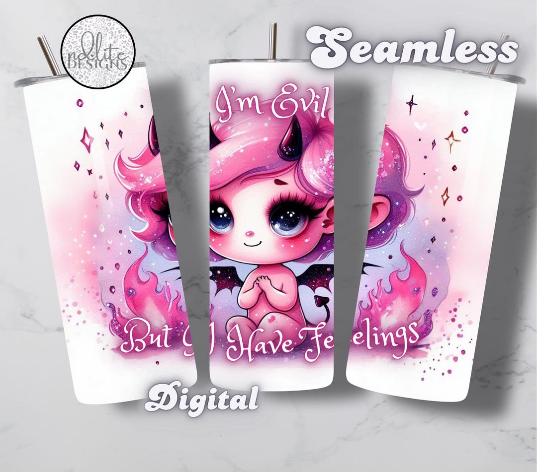 Cute Pink Devil Girl 20 Oz Seamless Tumbler Wrap | I'm Evil but I Have ...