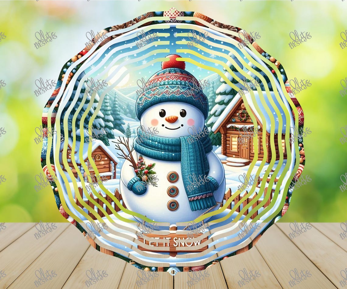 Cute Snowman Christmas Xmas Winter Wind Spinner Sublimation Design ...
