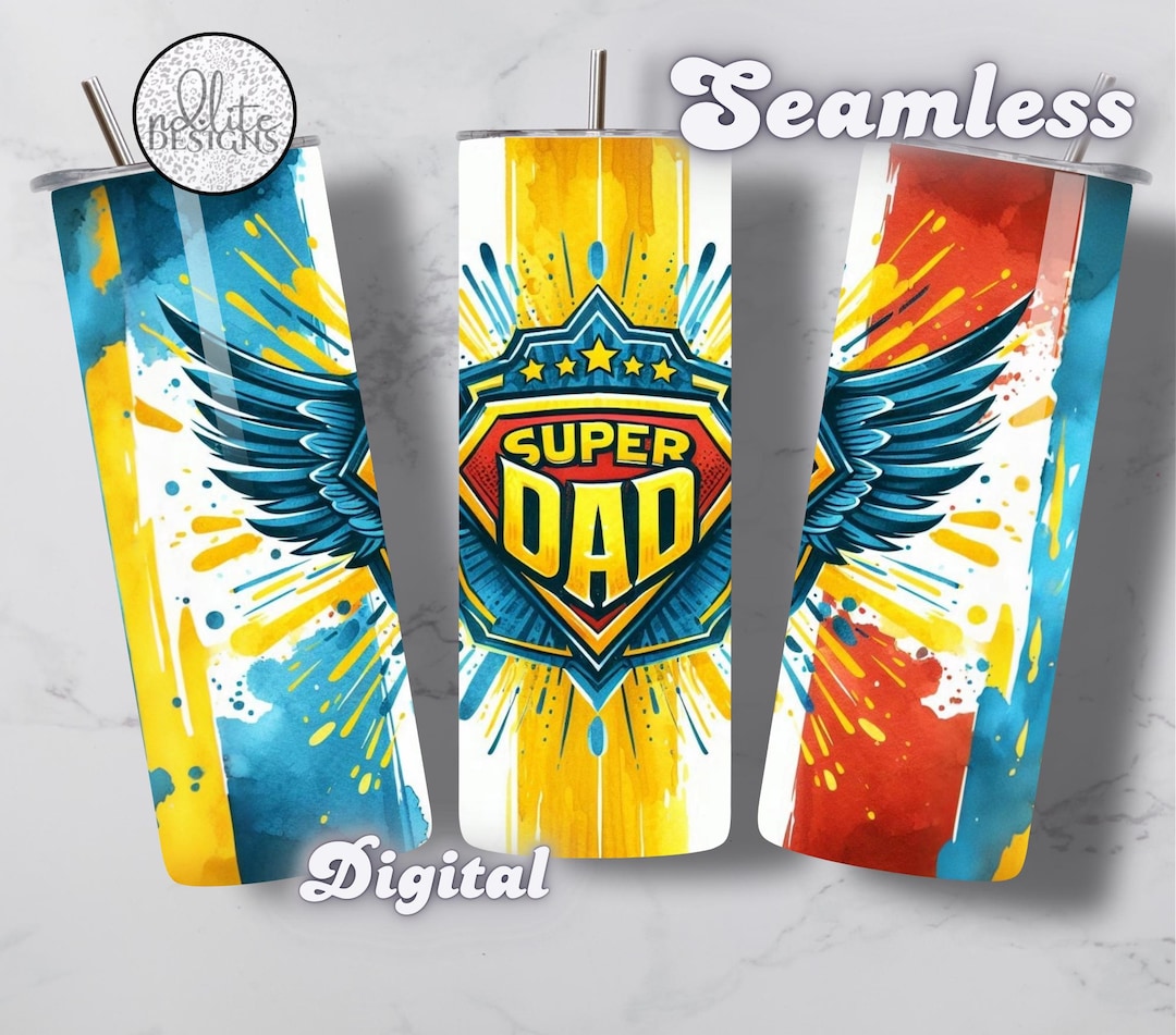 Super Dad Tumbler Wrap: Hero Shield Design, 20 Oz PNG (digital Download ...