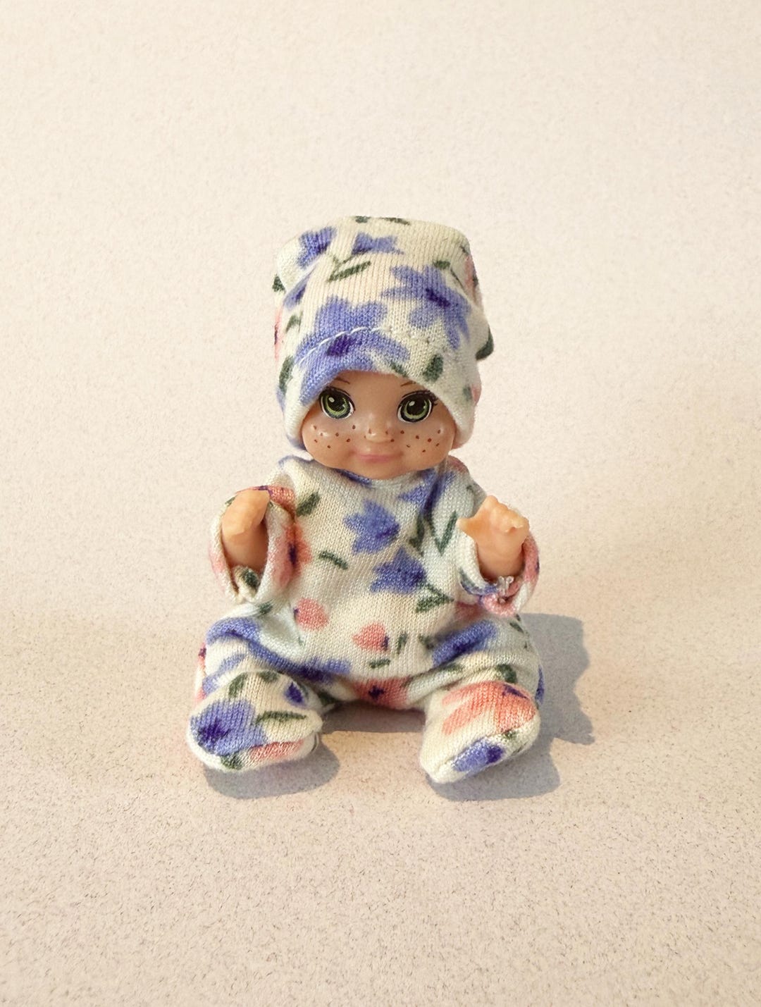 3 Inch Doll Pajama Set – Blue Coral Flower Pajamas and Hat - Etsy