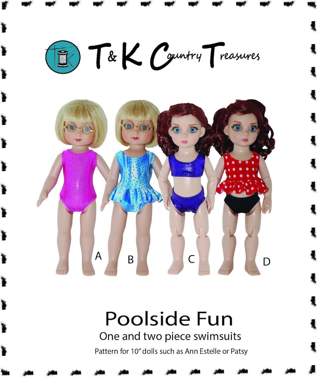 PDF Sewing Pattern Poolside Fun Swimsuits for 10 Inch Dolls Like Ann ...