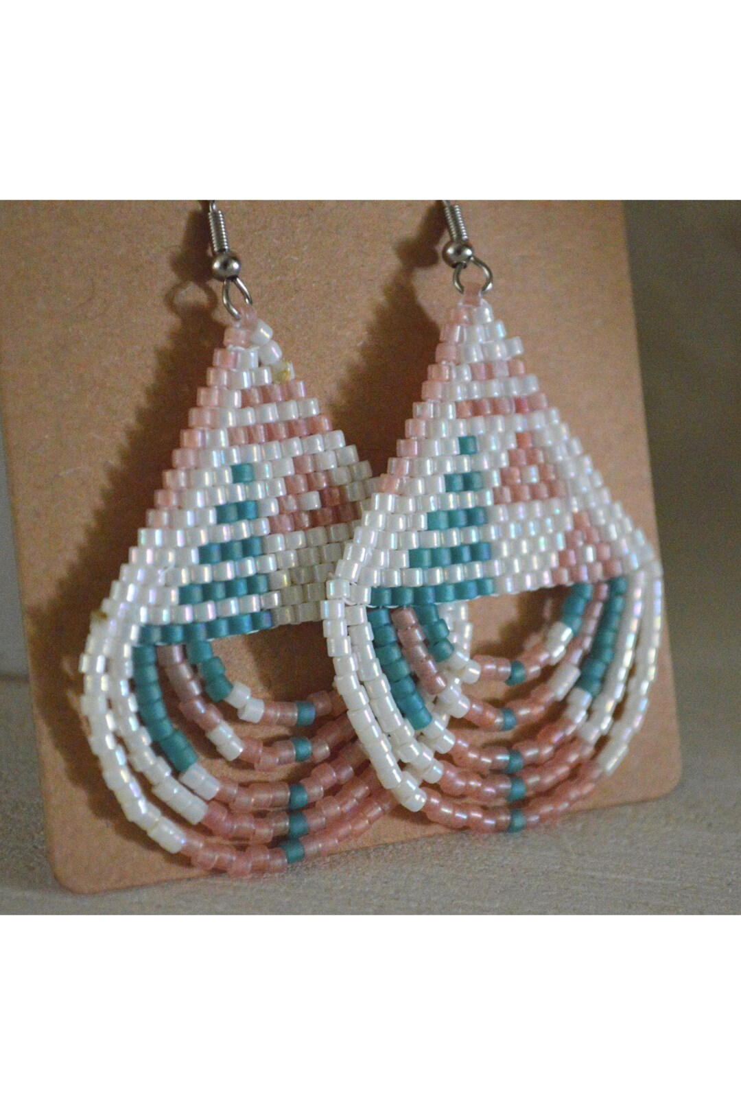 Desert Triangle Brick Stitch Fringe Loop Earring Pattern - Etsy