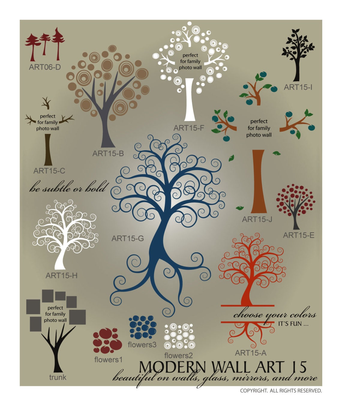 Tree Wall Decal SVG Tree Wall Art Vectors Ai Eps Svg Gsd | Etsy