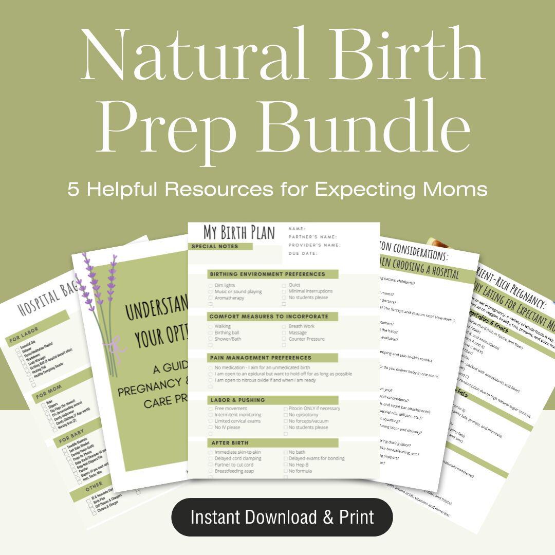 Natural Birth Prep Bundle: Birth Plan, Hospital Bag Checklist, Healthy ...