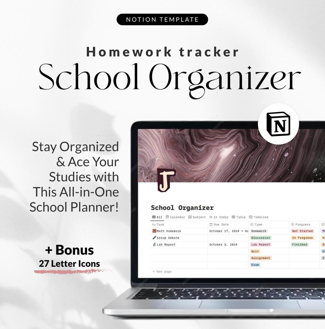 Notion Study Organizer Template, Comprehensive Academic Planner ...