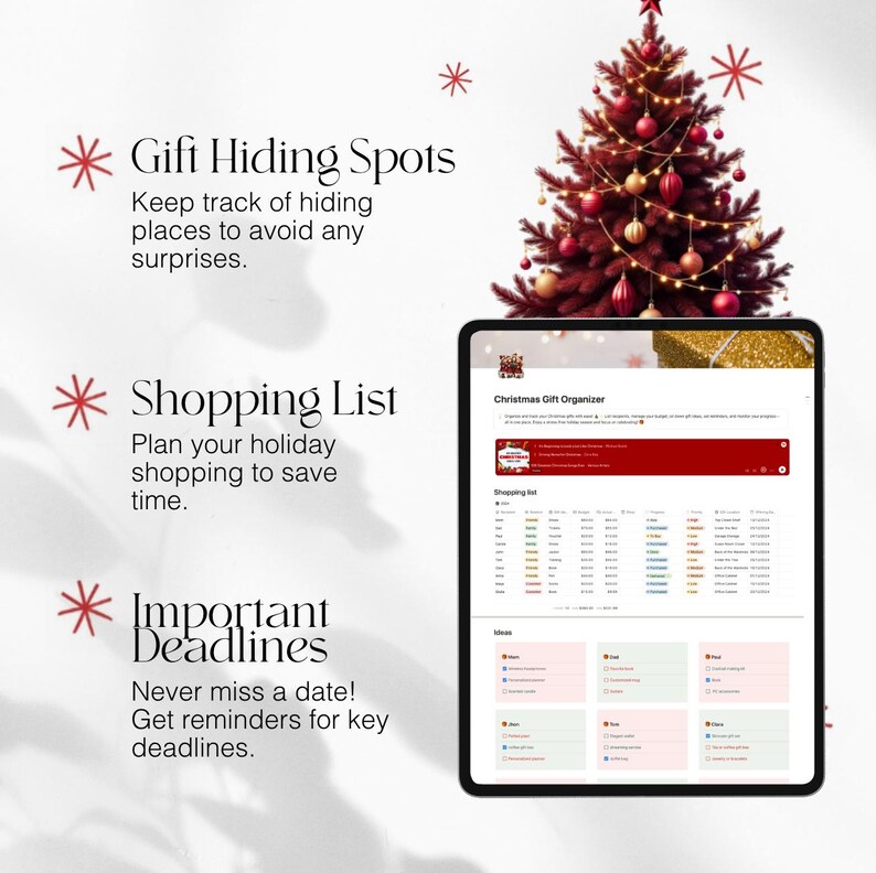 Christmas Gift Planner Template for Notion Holiday Budget Tracker ...