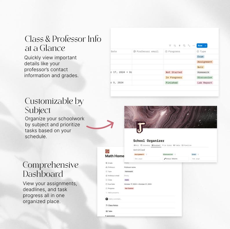 Notion Study Organizer Template, Comprehensive Academic Planner ...