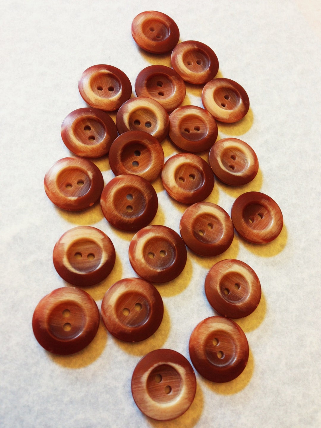 20 Plastic Brick Colored Rust Buttons 18 Mm, Chestnut Brown Buttons ...