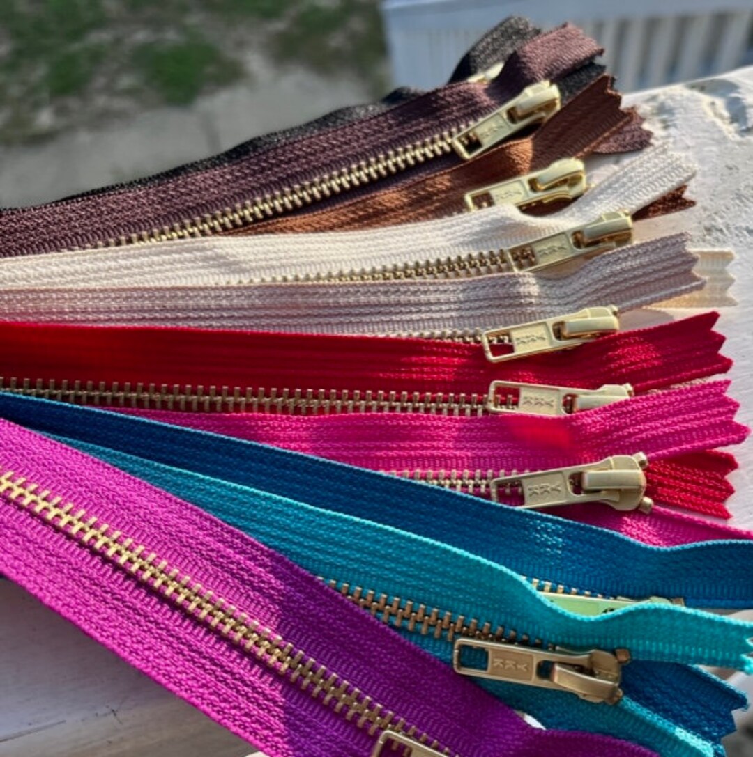 Metal Zippers, 14 Inch Size Gold Teeth Zippers, TEN Pcs, Red, Fuchsia ...