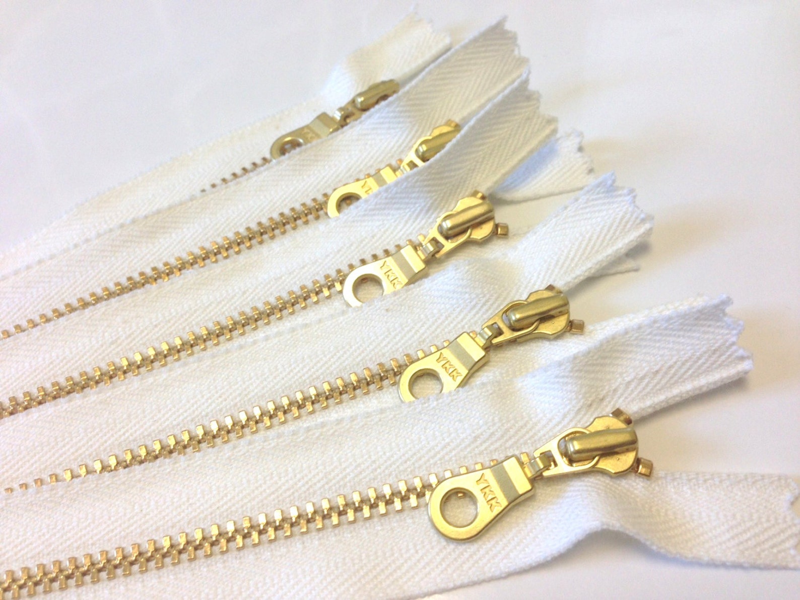 Organic Tape Zippers 12 Inch Brass Teeth Zippers FIVE Pcs - Etsy