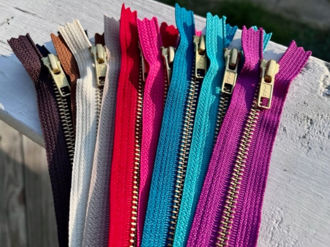 Metal Zippers, 12 Inch or 14 Inch or 16 Inch Size Gold Teeth Zippers ...
