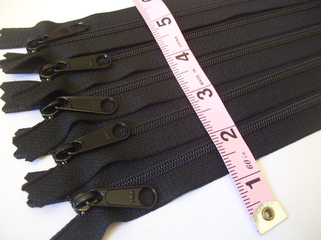 Ten Black 16 Inch Hand Bag YKK Zippers With Extra Long Pull Nylon Coil ...