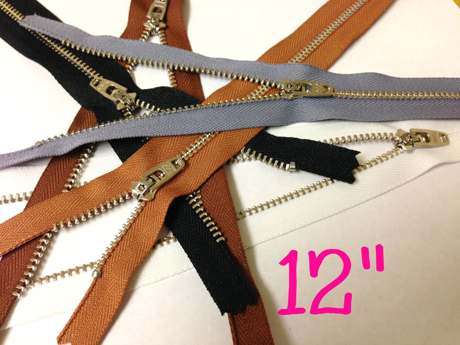 Silver teeth 12 inch zippers wholesale FIVE pcs metal YKK | Etsy