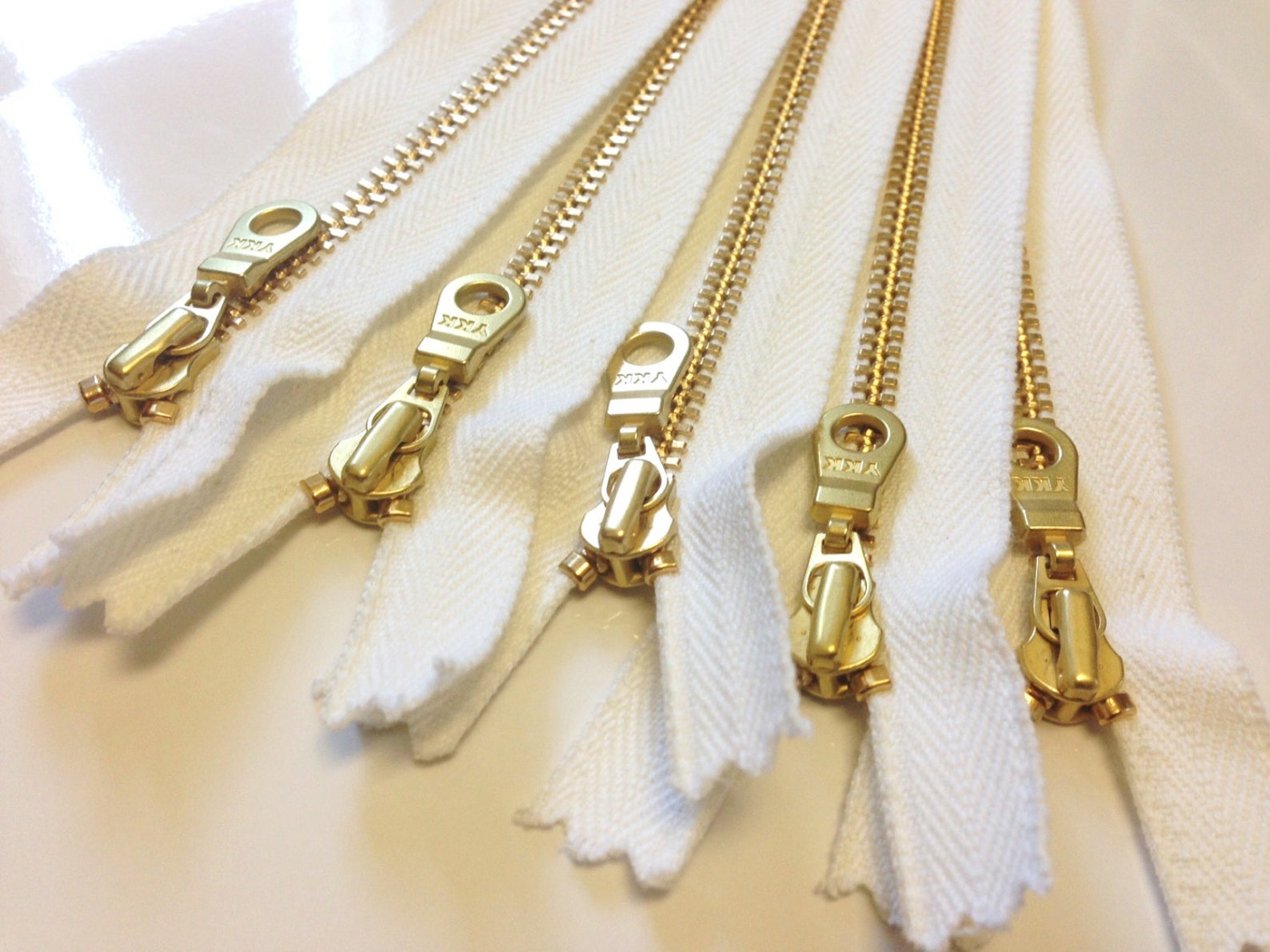 Organic Tape Zippers 12 Inch Brass Teeth Zippers FIVE Pcs - Etsy