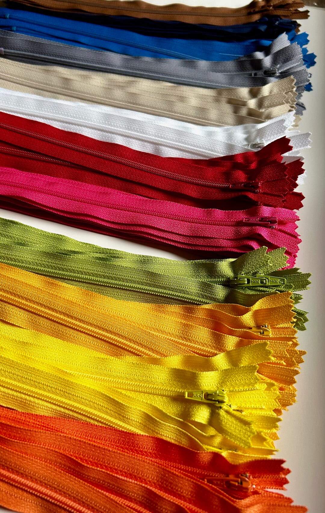 10 Inch Zippers, Sets of 10 in One Color, YKK Brown, Beige, White ...