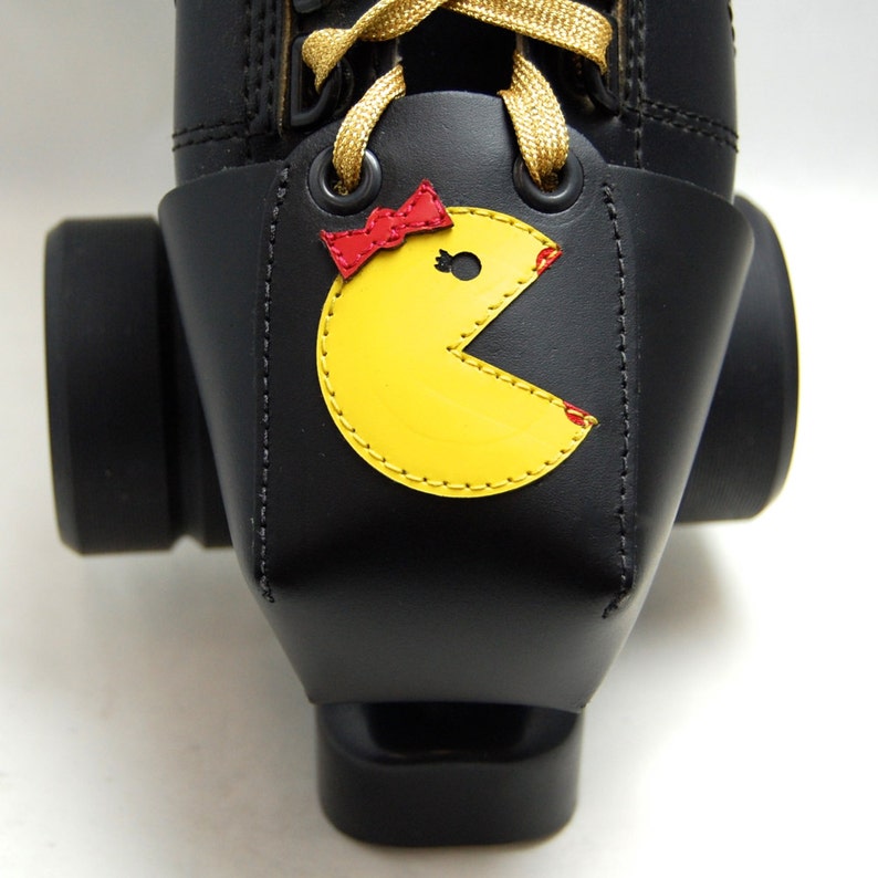 Leather Toe Guards with Ms. PacMan and Ghost | Etsy