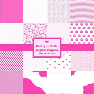 Pretty in Pink Digital Paper Pack, 32 Jpg Files 12 X 12 Inch for Card ...