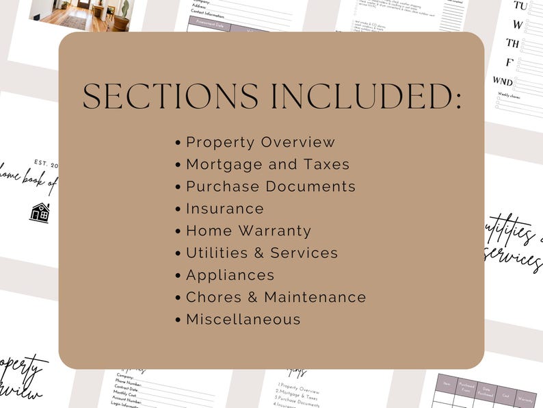 Home Book of Records | Homeowner's Organization Binder | Real Estate ...