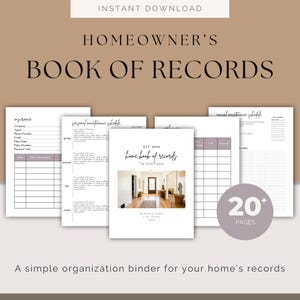Home Book of Records | Homeowner's Organization Binder | Real Estate ...