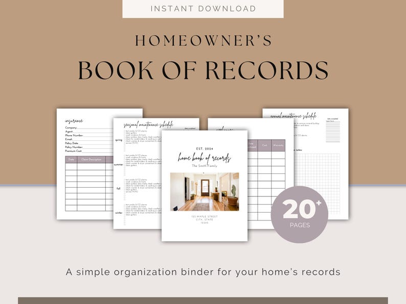 Home Book of Records | Homeowner's Organization Binder | Real Estate ...