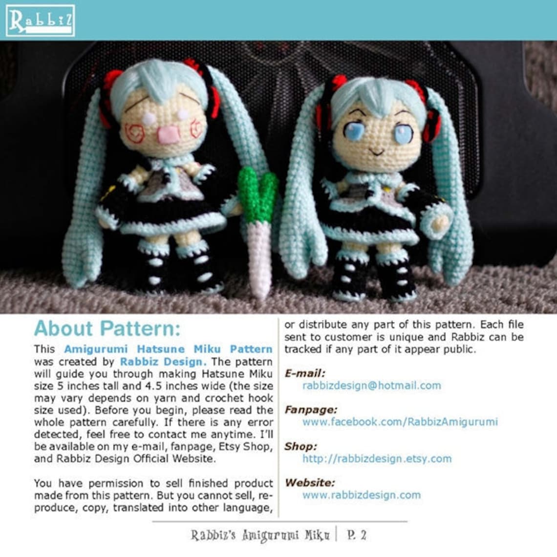 PDF Amigurumi Miku Pattern - Etsy