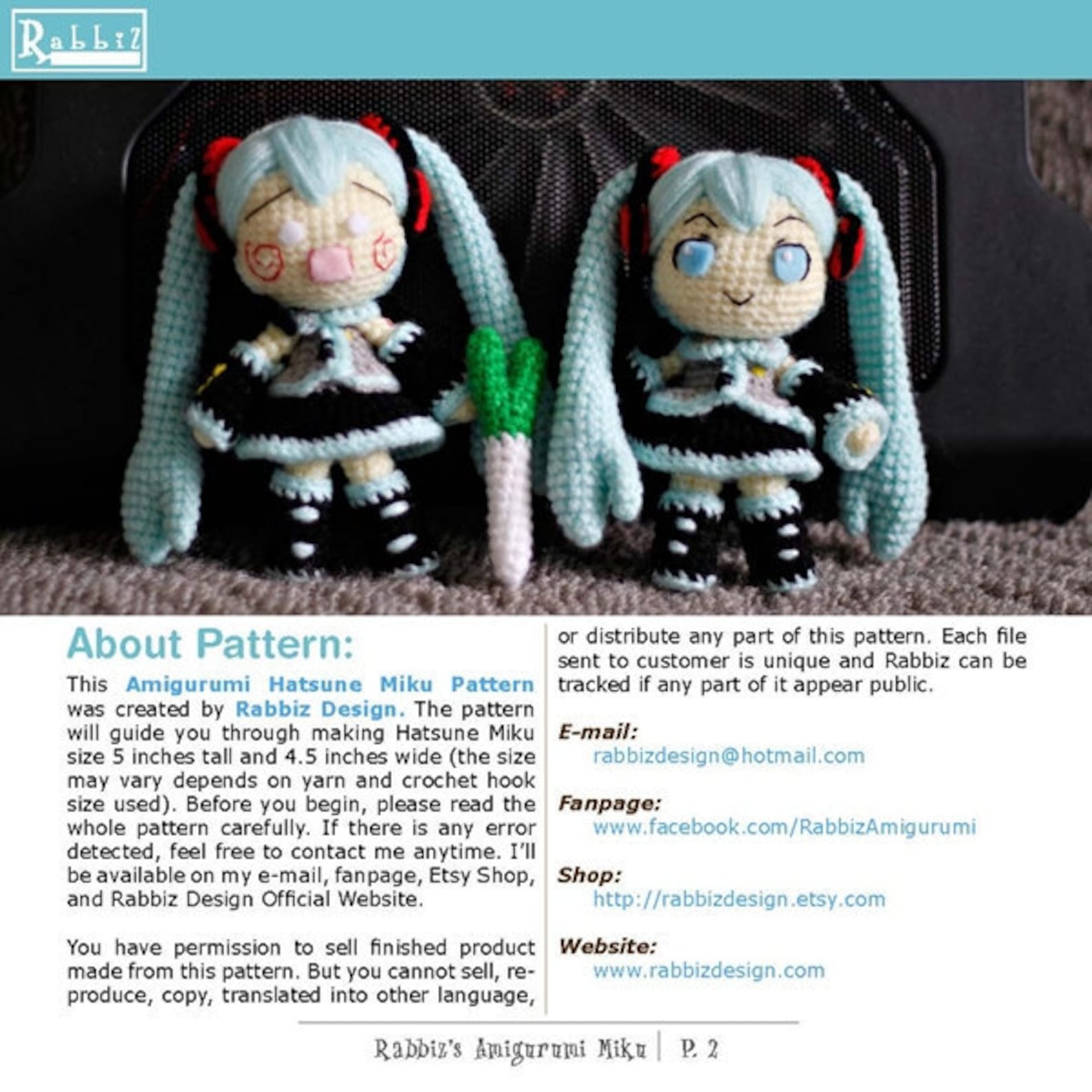 PDF Amigurumi Miku Pattern - Etsy