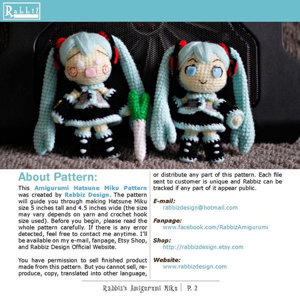 PDF Amigurumi Miku Pattern - Etsy