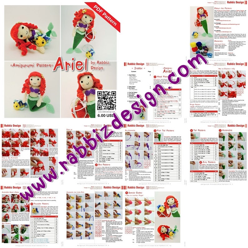 PDF Pattern Amigurumi Princess Ariel the Little Mermaid - Etsy