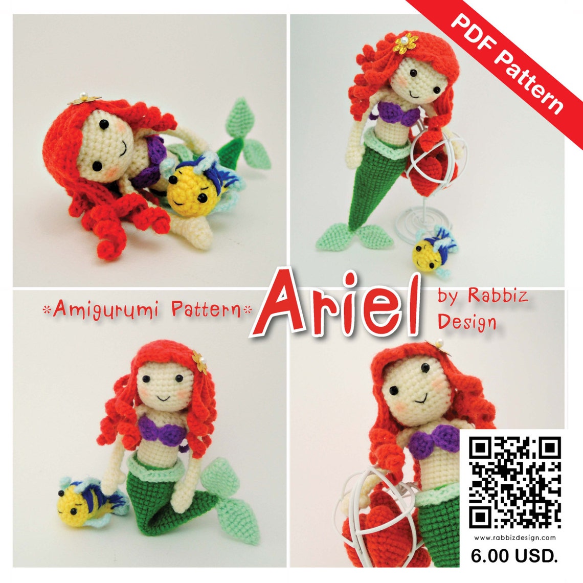 PDF Pattern Amigurumi Princess Ariel the Little Mermaid - Etsy