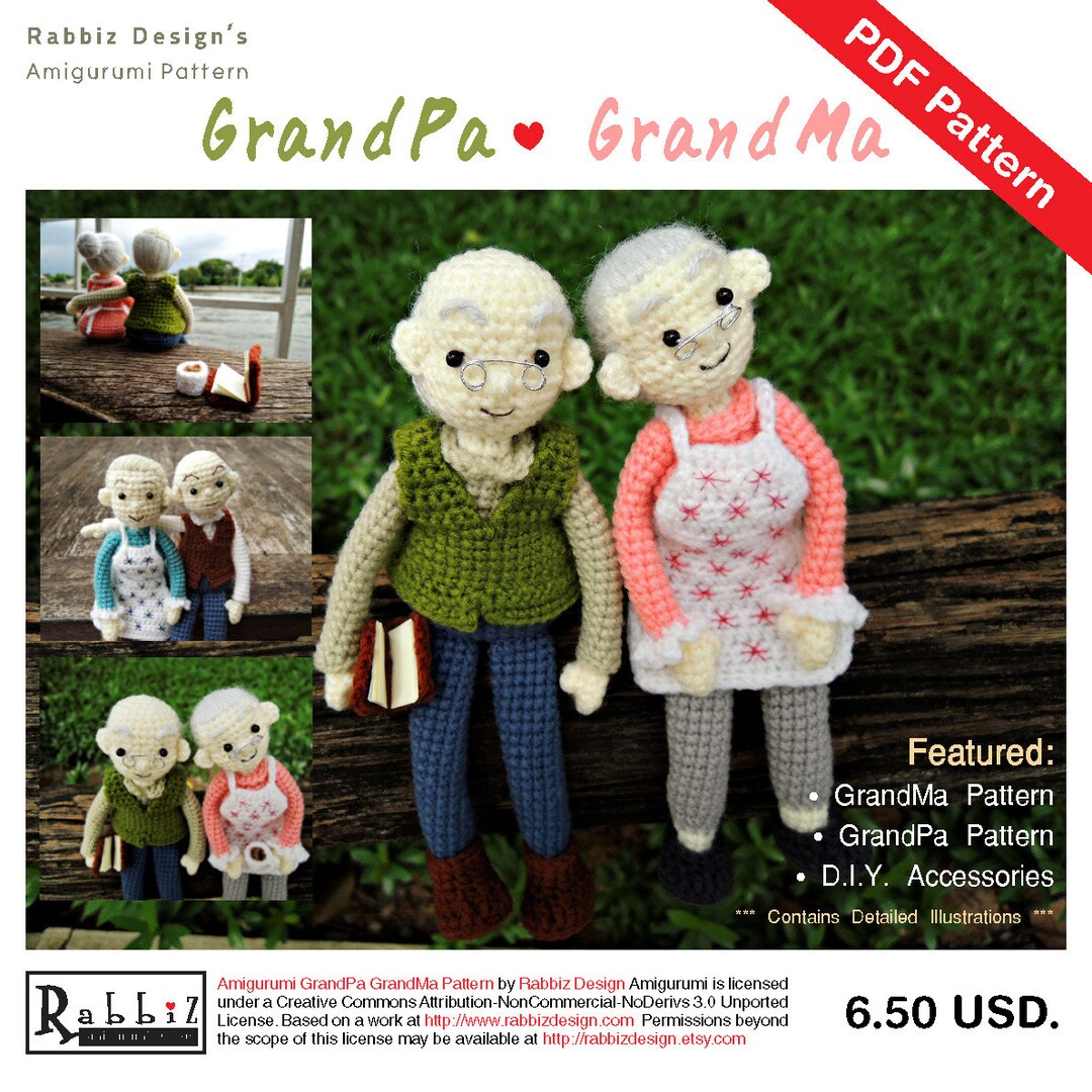 PDF Pattern - Amigurumi Grandpa and Grandma Pattern - Etsy