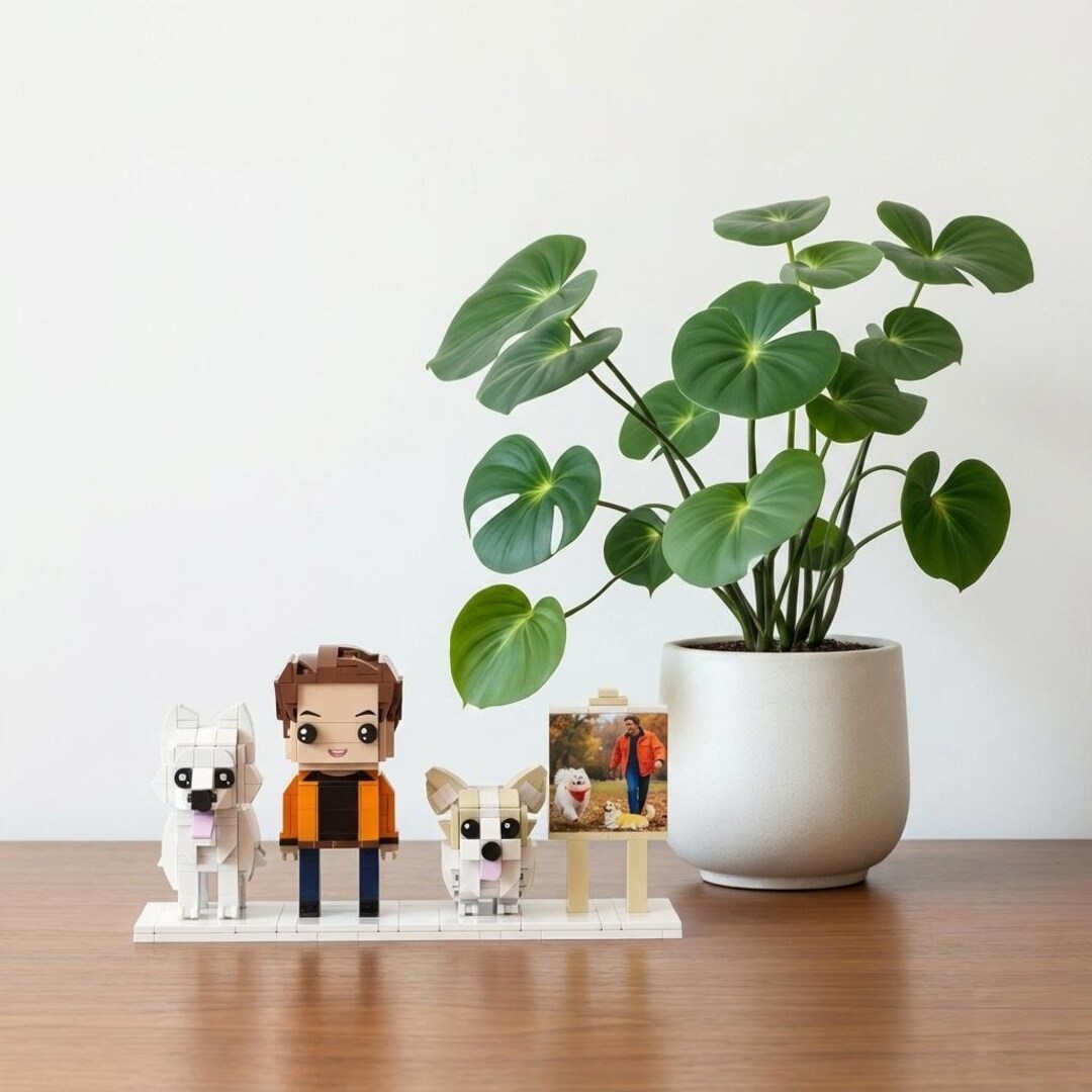 Custom Full-body Brick Figures of 1 Person and 2 Dogs With Frame ...