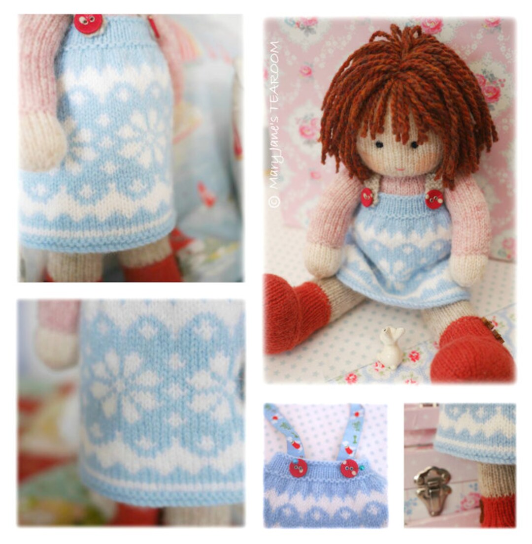 STARRY Doll Pinafore Knitting Pattern/ TEAROOM Knitted Pinafore/ Doll ...