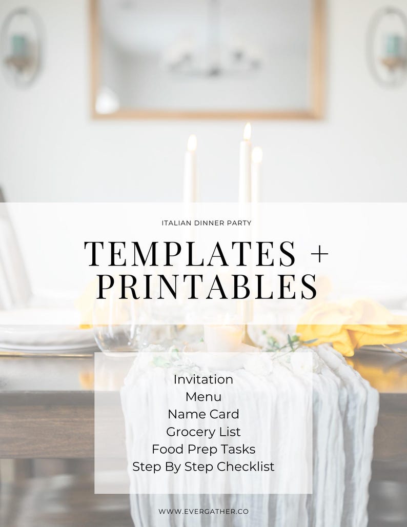 Italian Dinner Party Guide (with Dinner Menu + Templates) - Etsy