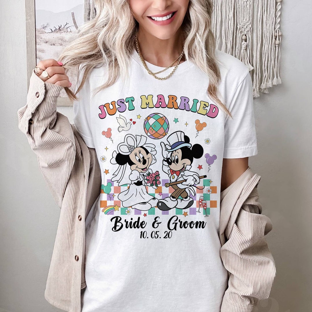 Custom Mickey Minnie Bride and Groom Just Married Shirt - Etsy