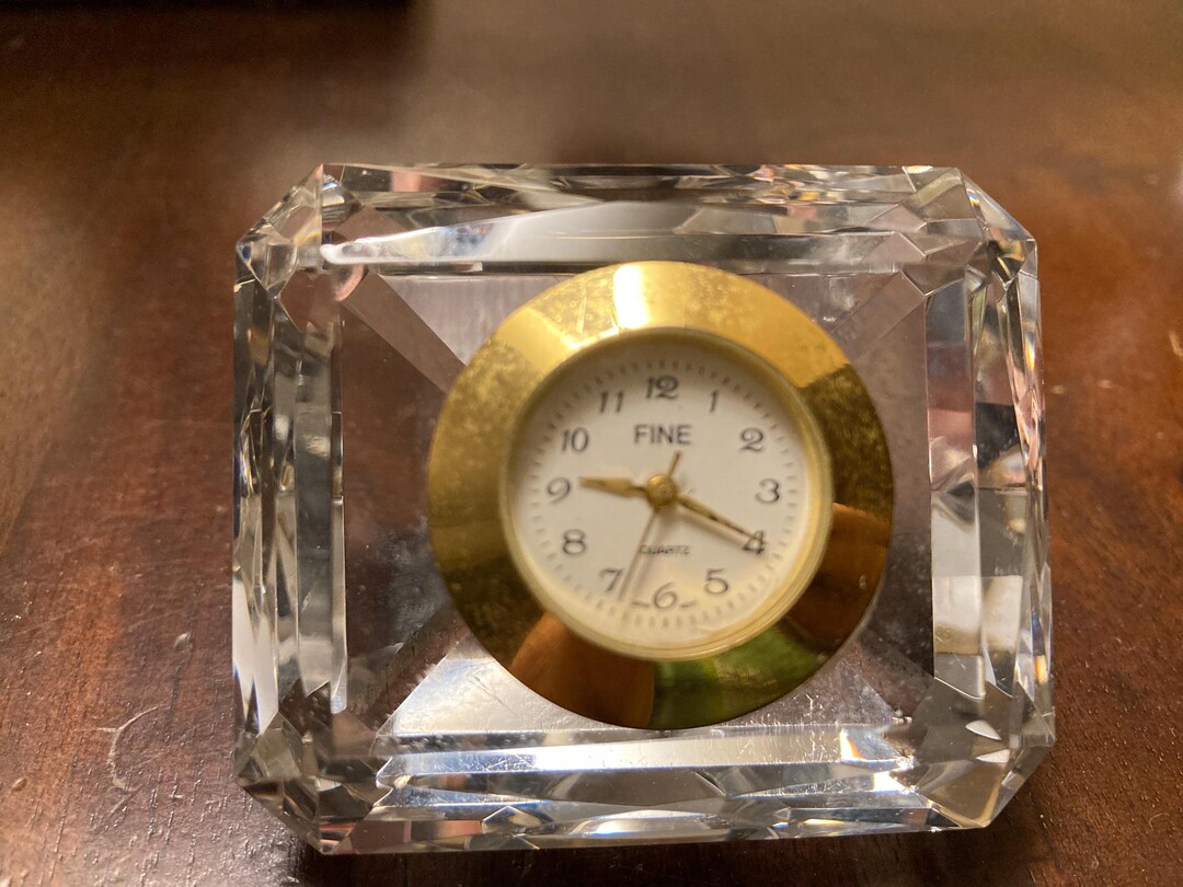 Miniature Vintage Crystal Desk Clock - Etsy