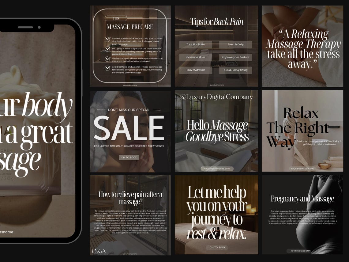 Massage Therapy Instagram Template | Massage Therapist Social Media ...