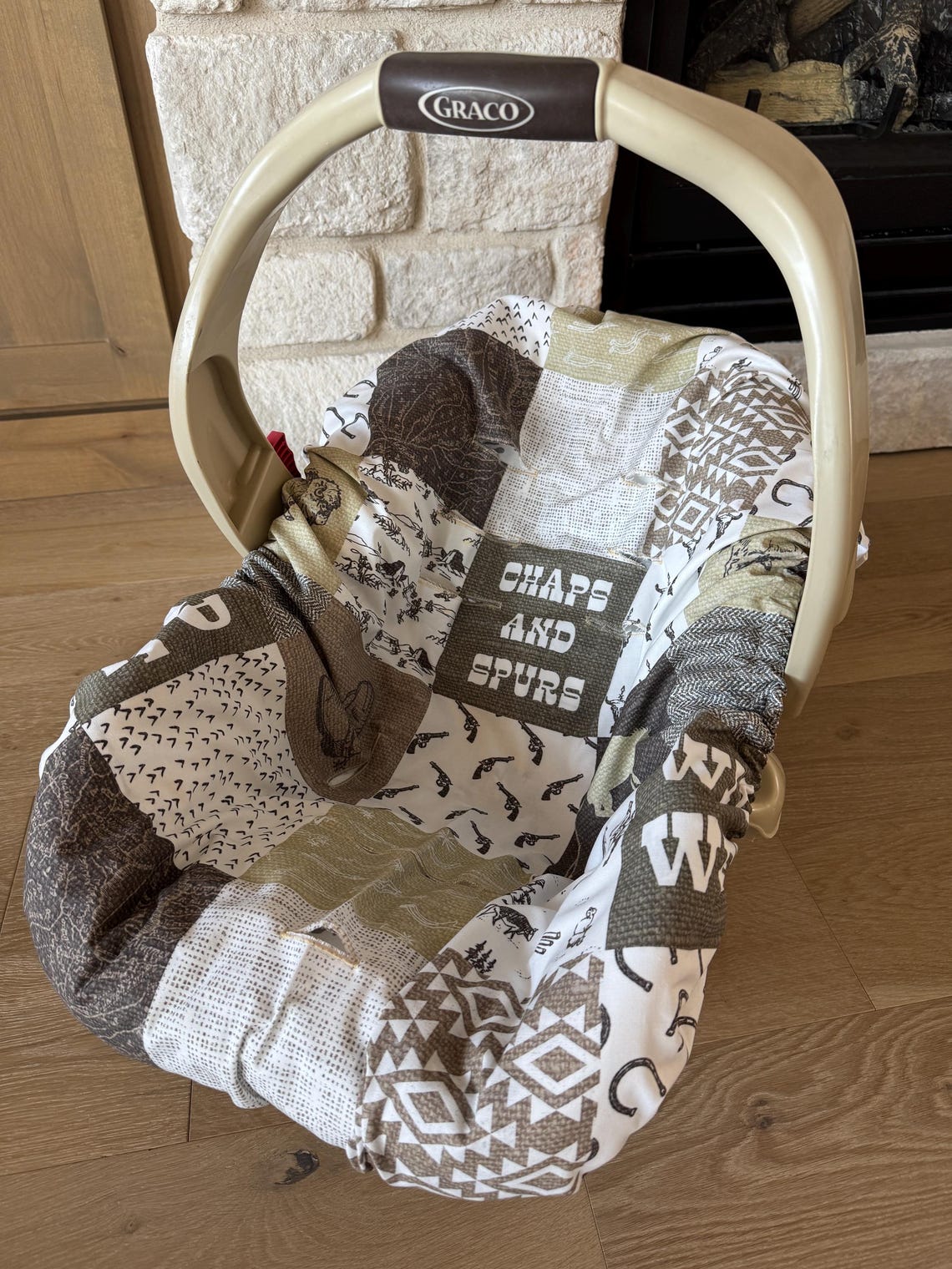 Baby Car Seat Canopy Cover - Custom Patchwork Cowboy Wild West - Baby ...