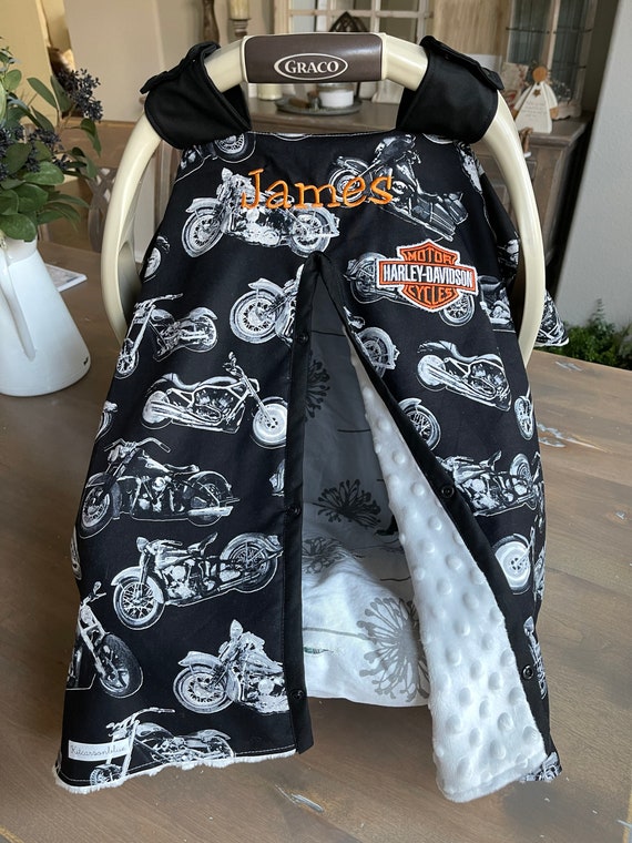 Baby Car Seat Cover Harley Davidson Motorcycles All Cotton or Minky Baby Boy Etsy