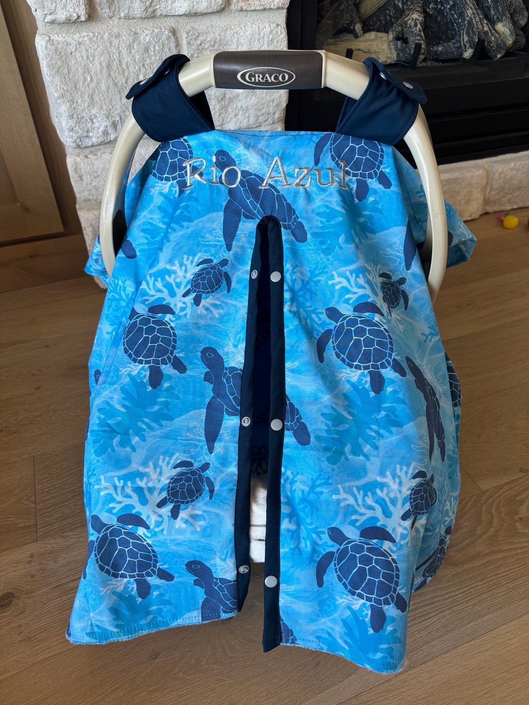 Cute Baby Car Seat Canopy Cover - Sea Turtles - All Cotton or Minky ...