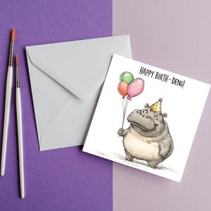 Pygmy Baby Hippo/cute Moo Deng Digital File Birthday Card/greeting Card ...