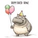 Pygmy Baby Hippo/cute Moo Deng Digital File Birthday Card/greeting Card ...