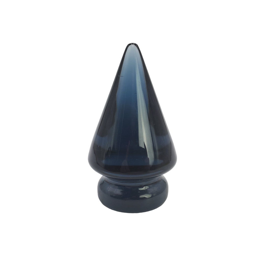 Vintage Smokey Blue Triangular Art Glass 4.5" Pedestal Paperweight Gag ...