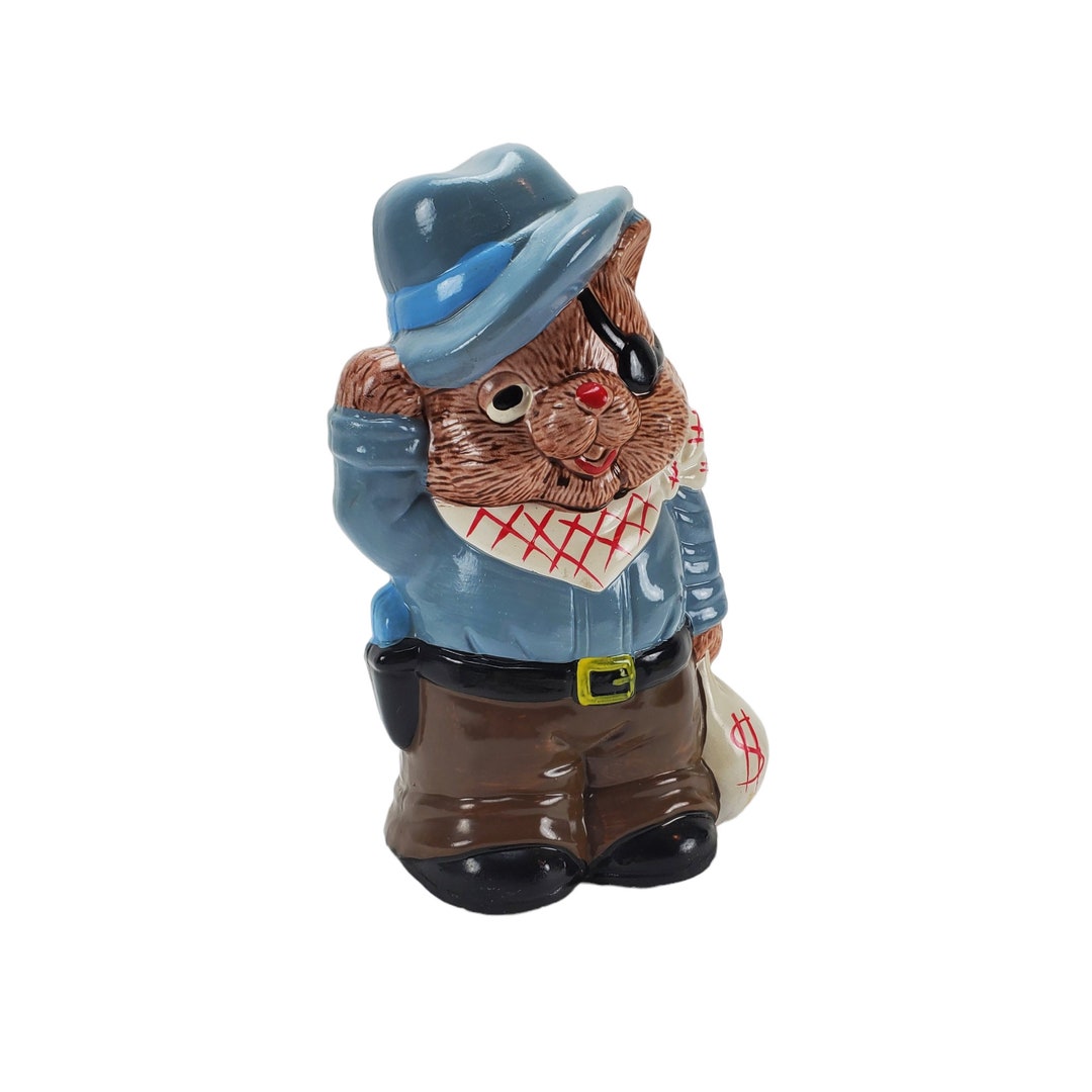 Vintage Painted Anthropomorphic Chipmunk Gopher Cowboy / Bandit Ceramic ...