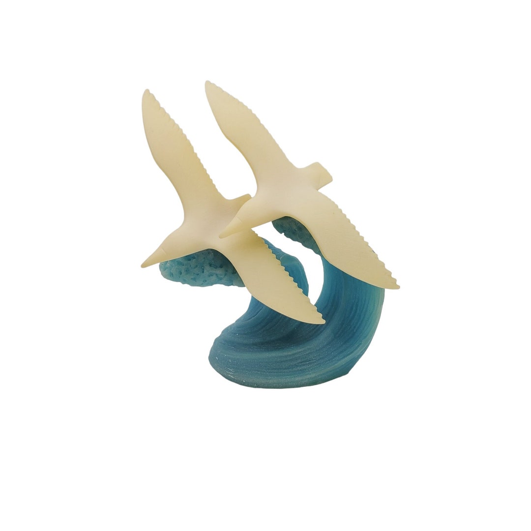 Vintage Modernist Double Seagull Ocean Wave Beach 7" Resin Sculpture ...