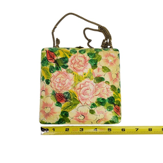 Vintage Pink Green Floral Paper Mache Lacquer Square … - Gem