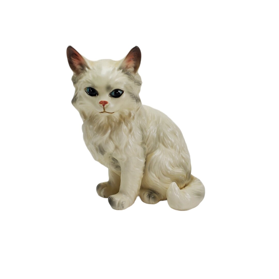 Vintage Lefton Japan White Persian Cat / Kitty Blue Eyes 5" Ceramic ...